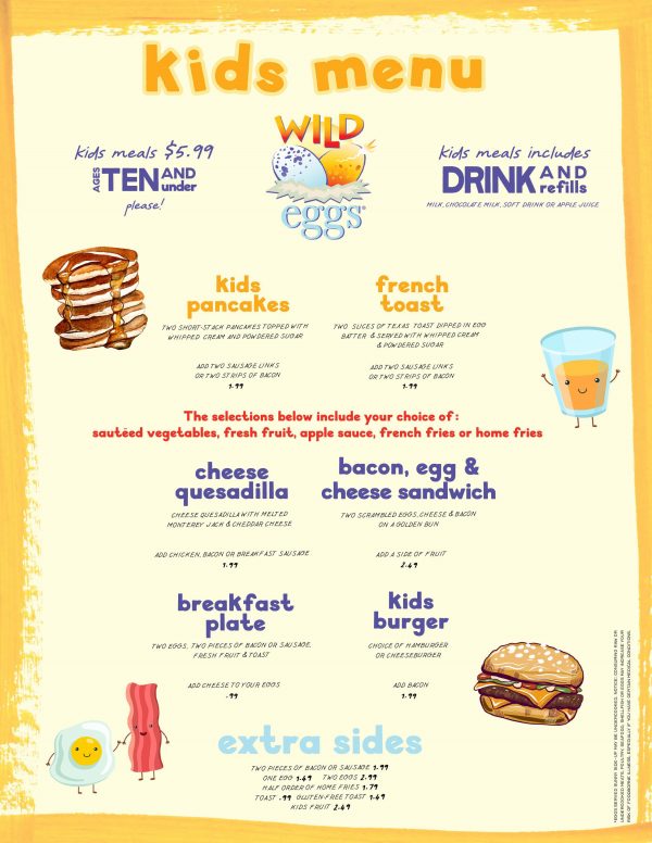 Wild Eggs Kids Menu | Breakfast, Brunch, Lunch